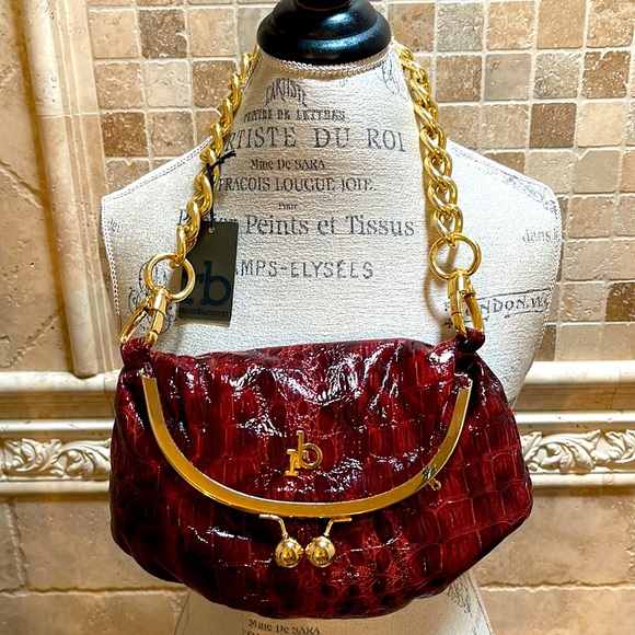 Roccobarocco | Bags | Rb Roccobarocco Croc Embossed Leather Handbag ...